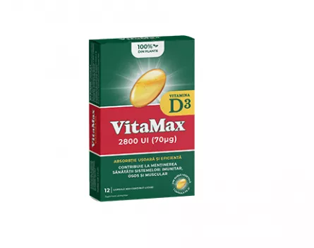 Vitamax Vitamina D3 12 capsule moi - la pret mic | Pfarma.ro