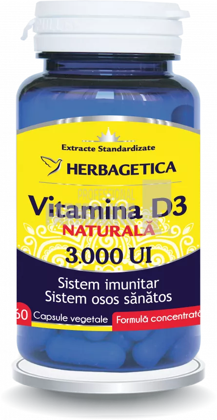 Vitamina D3 Naturala 3000 UI 60 capsule - la pret mic | Pfarma.ro