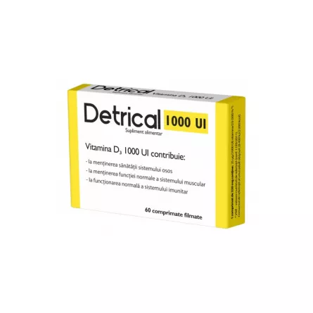 Detrical D3 1000 IU 60 comprimate filmate - la pret mic | Pfarma.ro