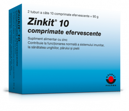 Zinkit 10 mg 20 comprimate efervescente - la pret mic | Pfarma.ro
