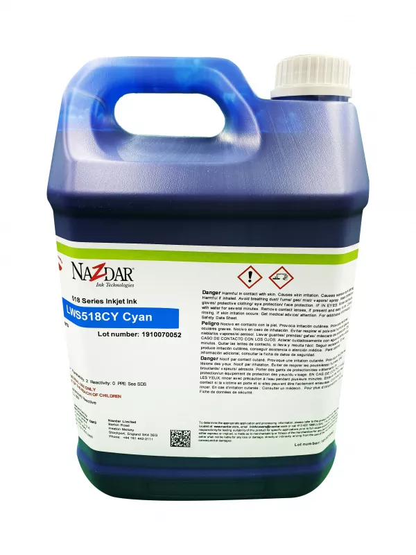 ECO Nazdar 518 Solvent Ink CYAN 5L N518C5L Nazdar AdlineSolu...