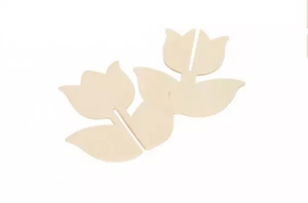 Lalea 3D din lemn pentru asamblat si decorat, 10 x 10 cm