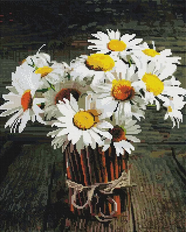 Tablou cu diamante - Buchet cu flori de musetel