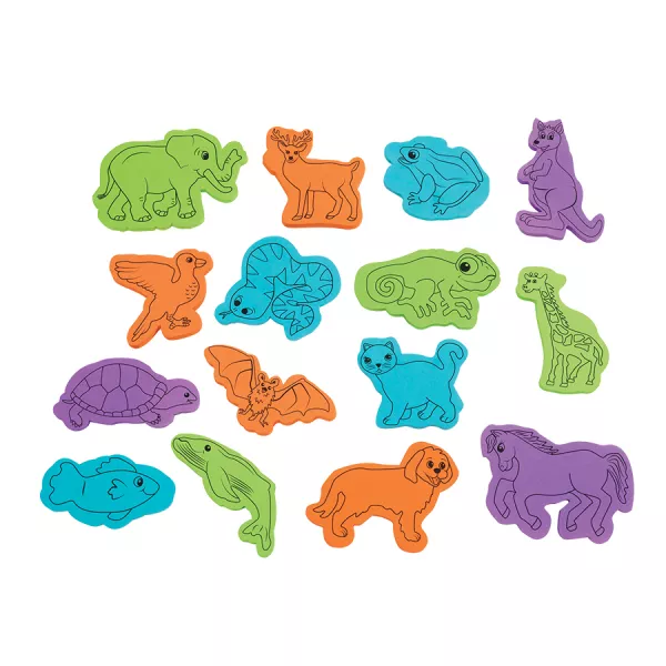 15 ștampile cu schelete de animale