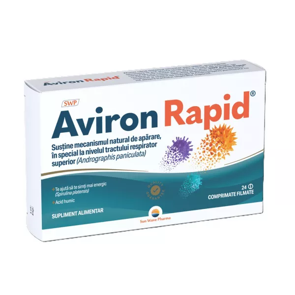 Aviron Rapid, 24 comprimate filmate, Sun Wave Pharma - FarmaciaBajan.ro