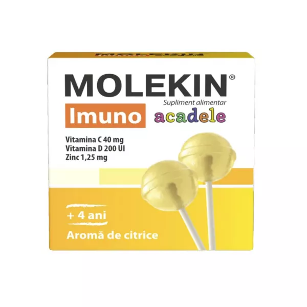 Molekin Imuno Kids cu aroma de citrice 4 ani+, 12 acadele, Zdrovit ...