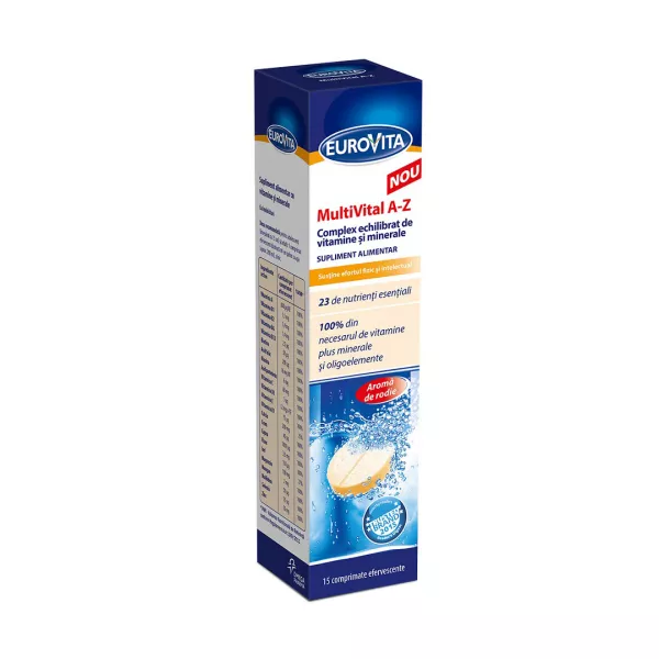 Multivital A-Z, 15 comprimate efervescente, Eurovita - FarmaciaBajan.ro