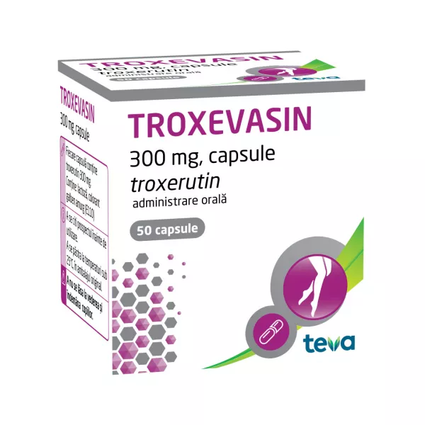 Troxevasin, 300 mg, 50 capsule, Teva - FarmaciaBajan.ro