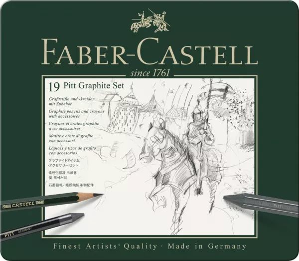 Set desen 19 piese Pitt Monochrome Carbune FABER-CASTELL FC1...