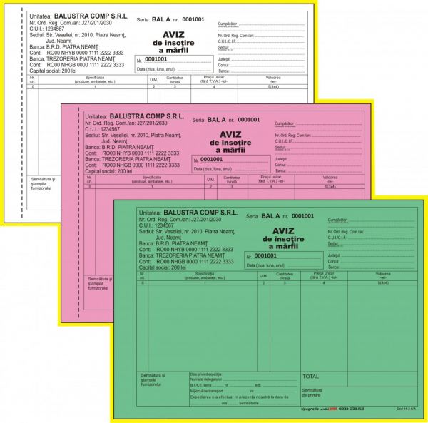 Tipizate Aviz expeditie A5 autocopiativ 3ex EG6L01 No Name E...