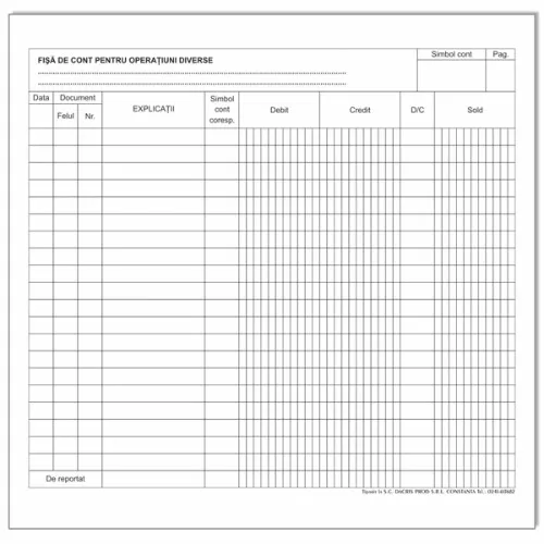 Tipizate Fisa cont analitic pt operatii diverse A18426 Evide...