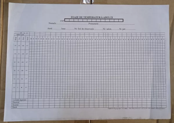 Tipizate Foaie de temperatura adulti, format A3 A18973 Evide...