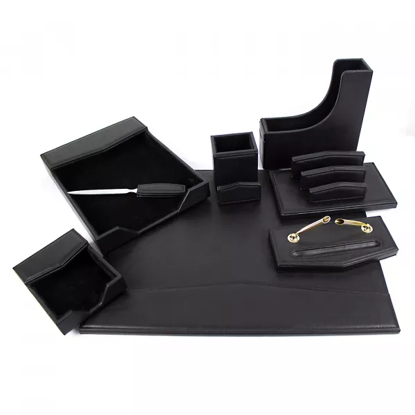 Seturi birou Set birou 8 piese imitatie piele - negru EG3N20...