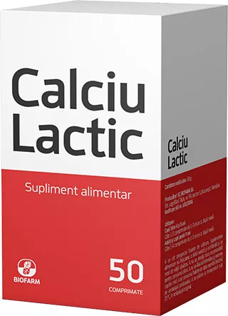 Calciu Lactic, 50 comprimate BIOFARM SUPLIMENTE PENTRU ADUL...