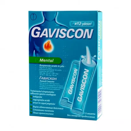 GAVISCON MENTOL x 12 SUSP. ORALA IN PLIC FARA CONCENTRATIE ...