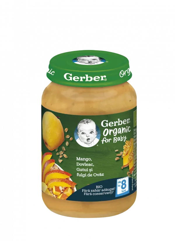 GERBER BIO Mango, Dovleac, Gutuie si fulgi de Ovaz, 190g, d...
