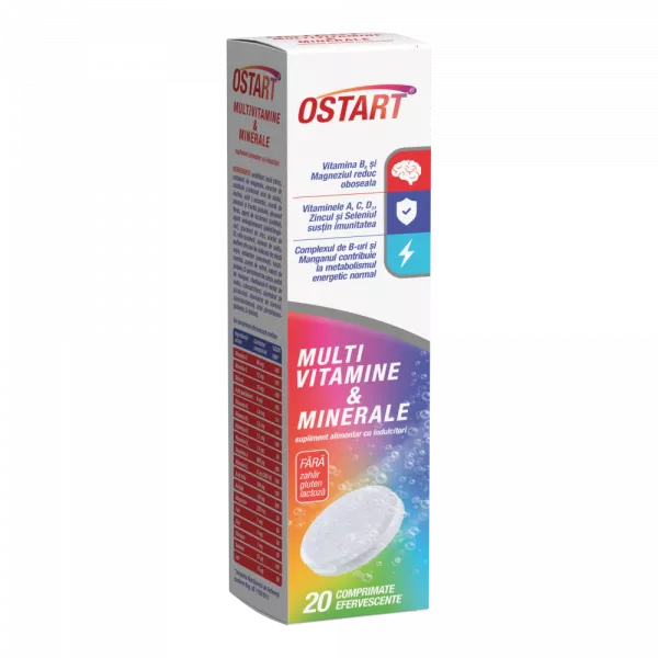 OSTART MULTIVITAMINE SI MINERALE X 20 CPR EFERVESCENTE, FIT...