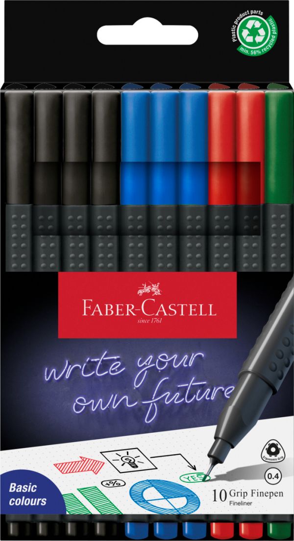 Linere FABER-CASTELL | LINER 0.4MM SET 10 OFFICE A,N,R,V GRI...
