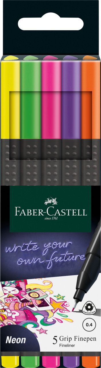 Linere FABER-CASTELL | LINER 0.4MM SET 5 BUC NEON GRIP FABER...