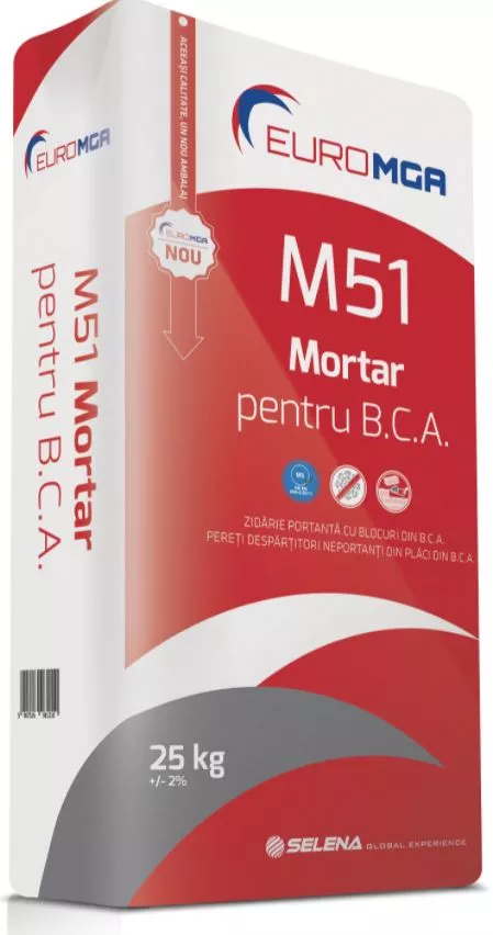 Mortare de zidarie Mortar pentru BCA M51 EuroMGA 25kg 109004...