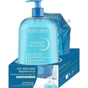 Pachet Bioderma Atoderm gel de dus x 1 litru + Bioderma Atoderm rezerva ...