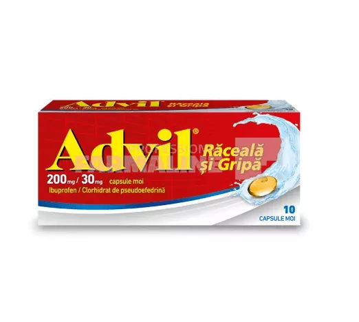 Advil raceala si gripa 200mg/30mg 10 capsule moi - la pret mic | Pfarma.ro