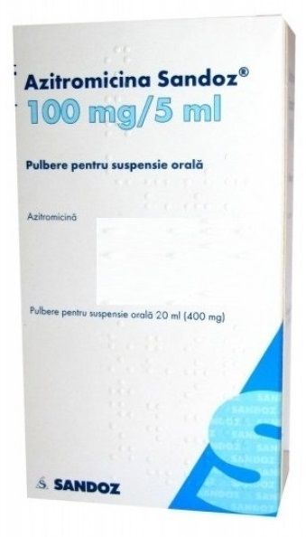AZITROMICINA SANDOZ 100 mg/5 ml x 1 PULB. PT. SUSP. ORALA 100mg/5ml ...
