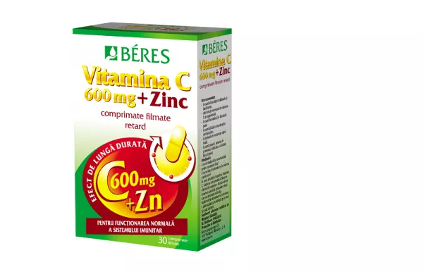 Beres Vitamina C 600 mg + Zinc 30 comprimate - la pret mic | Pfarma.ro