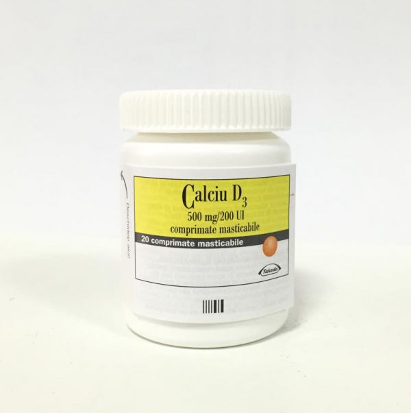 Calciu D3 500 mg/200 UI 20 comprimate masticabile - la pret mic | Pfarma.ro