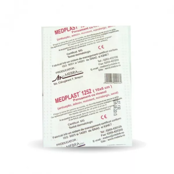 Medplast Plasturi cu rivanol 10 cm x 6 cm 1 bucata - la pret mic | Pfarma.ro
