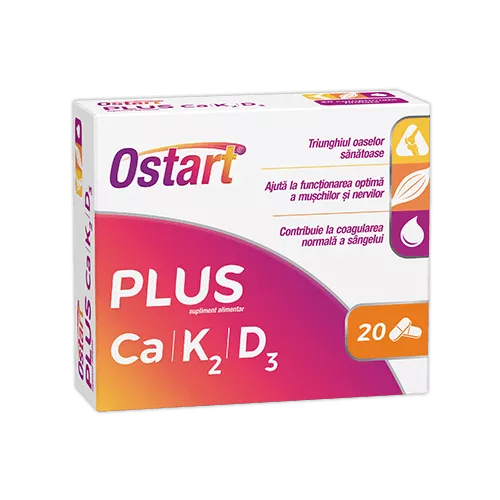 Ostart Plus Ca + K2 + D3 20 comprimate - la pret mic | Pfarma.ro