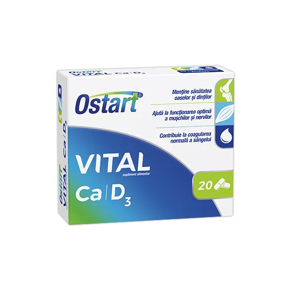 Ostart Vital Ca + D3 20 comprimate - la pret mic | Pfarma.ro