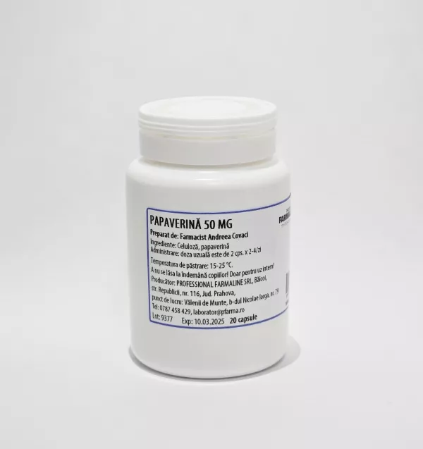 Papaverina 50 mg 20 capsule - la pret mic | Pfarma.ro