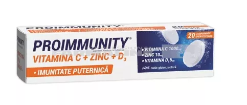 Proimmunity Vitamina C + Zinc + D3 20 comprimate efervescente - la pret ...