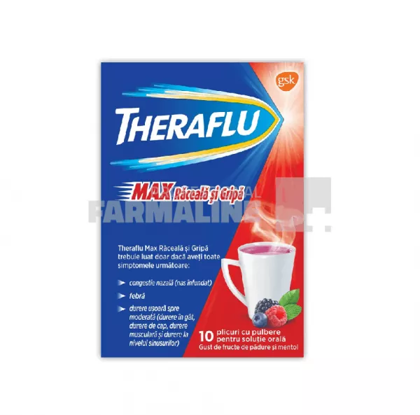 Theraflu Max Raceala si Gripa 10 plicuri - la pret mic | Pfarma.ro