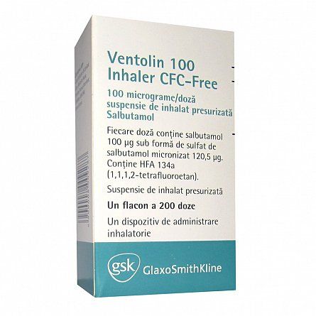 VENTOLIN 100 INHALER CFC-FREE X 1 SUSP. INHAL. PRESURIZATA 100µg/doza ...