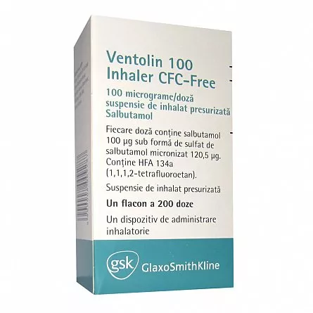 VENTOLIN 100 INHALER CFC-FREE X 1 SUSP. INHAL. PRESURIZATA 100µg/doza ...