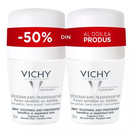 Vichy Pachet Deodorant Roll-on Antiperspirant 48h fara parfum 50 ml 1 ...