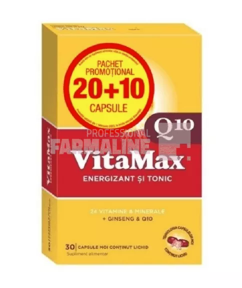 Vitamax Q10 30 capsule Pachet promotional 20 + 10 capsule - la pret mic | Pfarma.ro