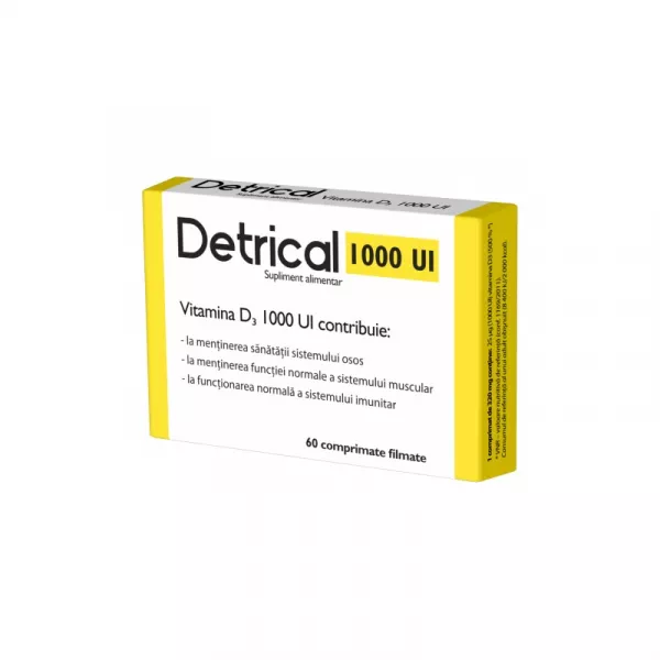 Detrical D3 1000 IU 60 comprimate filmate - la pret mic | Pfarma.ro