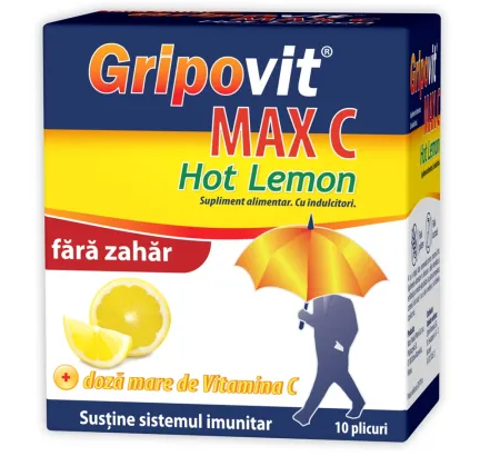 Zdrovit Gripovit Max C Hot Lemon fara zahar 10 plicuri - la pret mic ...