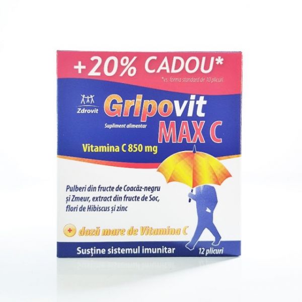 Gripovit Max C 12 plicuri 20% Cadou - la pret mic | Pfarma.ro