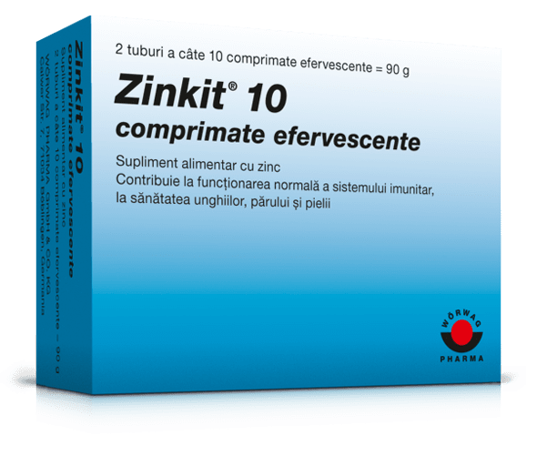 Zinkit 10 mg 20 comprimate efervescente - la pret mic | Pfarma.ro
