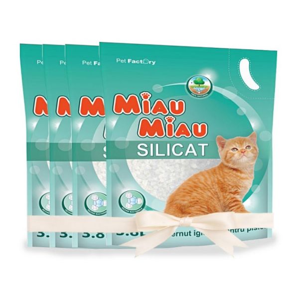 Pachet economic 4 x Nisip Pisici MIAU MIAU Silicat 3.8L Pachet economic 4 x Nisip Pisici MIAU MIAU Silicat 3.8L