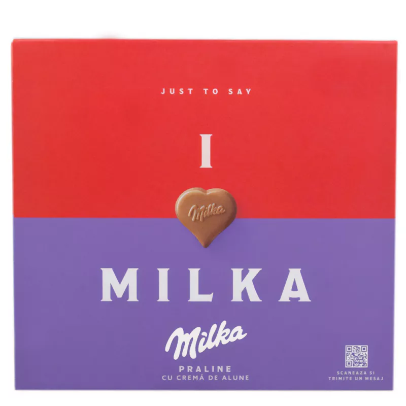Bomboane ciocolata PRALINE I LOVE MILKA CREMA DE ALUNE 110G ...