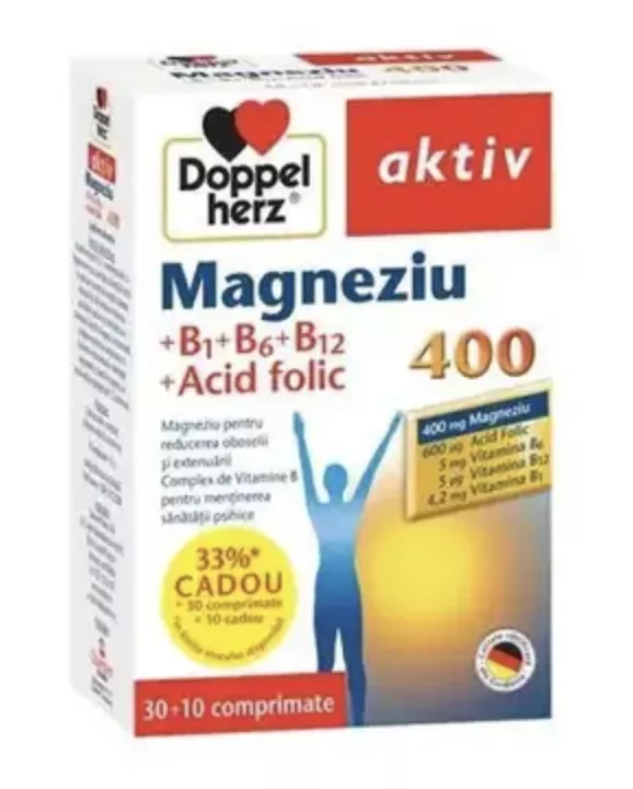 Doppel Magneziu 400+B1+B6+B12+Ac.Folic x30+10cpr.CADOU