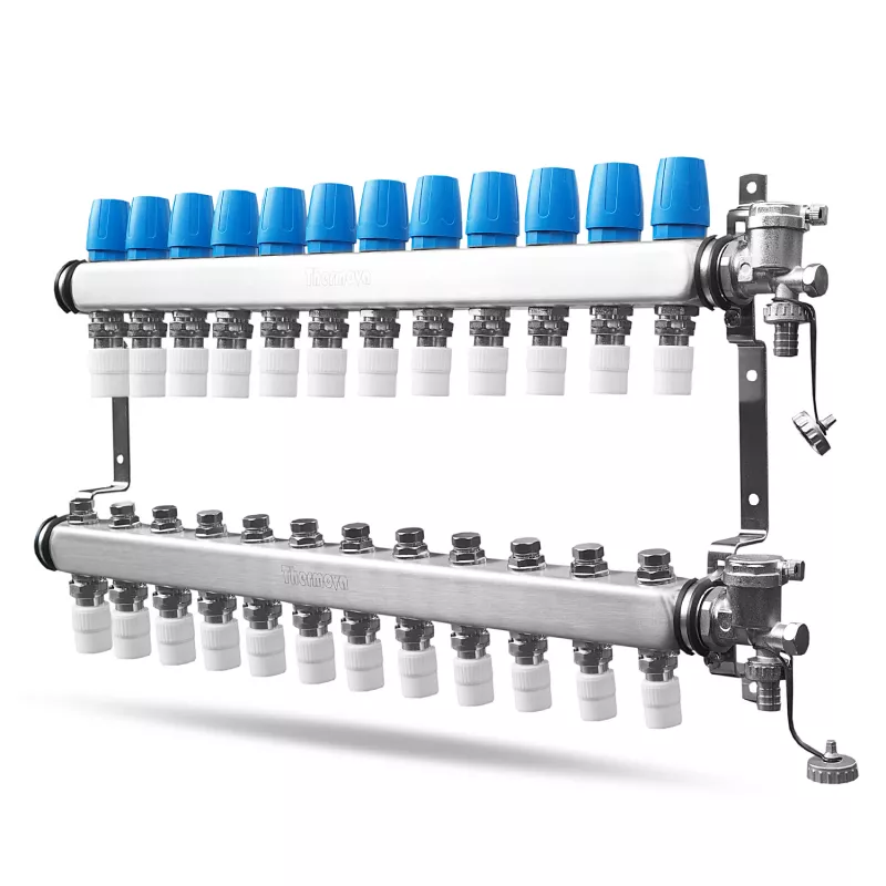 Set distribuitor 12 circuite ppr pentru calorifere complet echipat Thermova