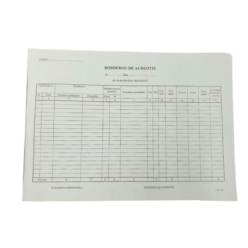 Formulare tipizate NO BRAND | BORDEROU ACHIZITII AUTOCOPIATI...