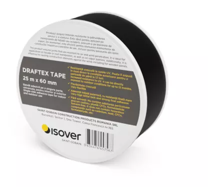 Banda adeziva ranforsata Isover Draftex Tape 25 m x 60 mm